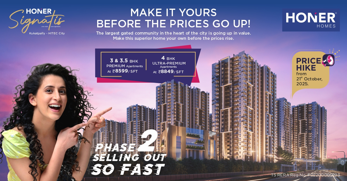 Honer Signatis - Spacious 3, 3.5 & 4 BHK Apartments for Sale in Kukatpally
